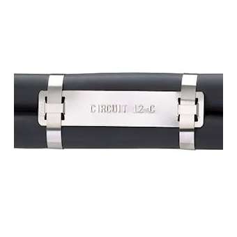 Plaque identification inox 304,4 gr trous,89x19x0.25mm,compa PES,Cdt