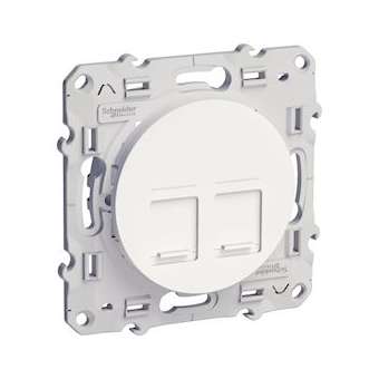 Odace, prise double RJ45 Blanc, sans connecteur (empreinte
